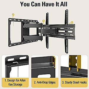 Mounting Dream TV Wall Mount for 32-65 Inch TV, TV Mount with Swivel and Tilt, Full Motion TV Bracket with Articulating Dual Arms, Fits 16inch Studs, Max VESA 400X400 mm, 99lbs, MD2380