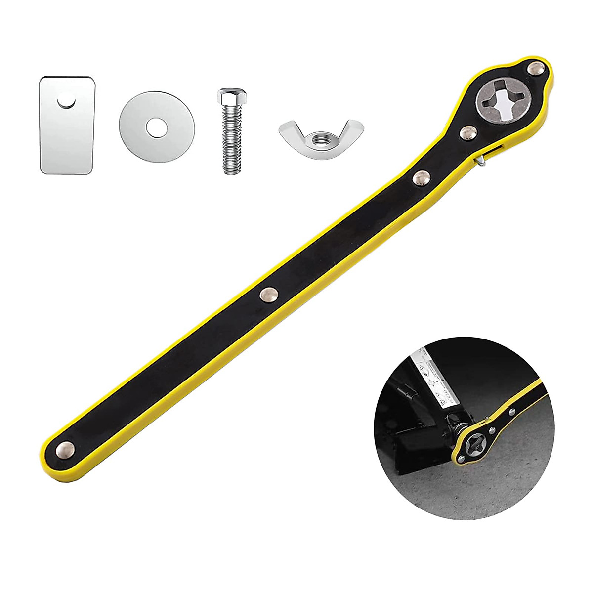 Auto Labor-Saving Jack Ratchet Wrench, Car Scissor Jack Handle, Lug Wrench for Tire Jack, Car Jack Wrench Positive and Reversal Knob Design For Travel/Car/SUV/Vans