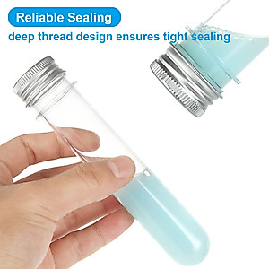 EATHEATY 60 Pack Plastic Test Tubes with Screw Caps, 45ML Clear Bath Salt Tubes Gumball Candy Tubes with Caps, Tube Container Vials for Scientific Experiments, Party Favors, Candy Storage (140x25mm)