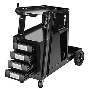 VIVOHOME Rolling Welding Cart with 4 Drawers Upgraded Wheels and Tank Storage for TIG MIG Welder and Plasma Cutter