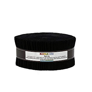 Jelly Roll Kaufman Kona Black 2.5" Fabric Strips Fabric Bundle Quilter's Cotton Solids Precuts (RU-196-40) M529.04