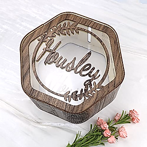 Malihome Personalized Wedding Card Box,Wooden Memory Box,Keepsake Box,Greeting Card Box,For Rustic Wedding Decor, Collection of Wedding Wishes Cards, Custom Surname and Date. (Wood color)