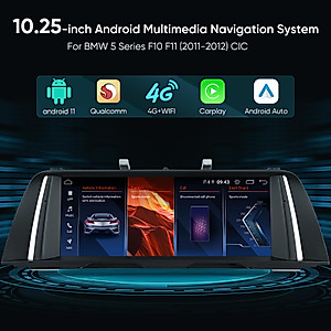 for BMW 5 Series F10 F11 2011-2012 CIC Upgrade Stereo Car Radio Qualcomm 665 (4GB + 64GB) Built-in 4G LTE GPS Navigation Wireless Apple CarPlay Android Auto10.25 inch Touch Screen 1920 x 720