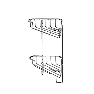 Croydex Medium Chrome 2-Tier Corner Basket Shower Caddy, 5 Year Rust Free Guarantee