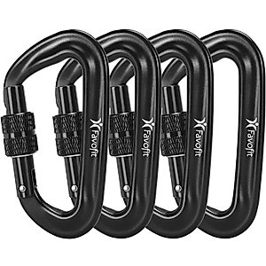 Locking Carabiner Clips Heavy Duty - Favofit 12KN (2697 lbs) Strong Caribiniers for Hammock - Ultralight D-Ring Carbineers for Outdoor Camping Hiking Backpacking Keychain Dog Leash (Screwgate)