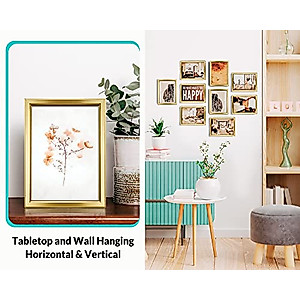 LaVie Home 5x7 Picture Frames (6 Pack, Gold) Simple Designed Photo Frames for Wall Mount Display, Set of 6 Classic Collection