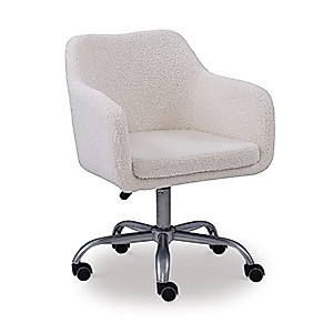 Linon Home Decor Products Linon Brooklyn Sherpa Office Chair, Ivory