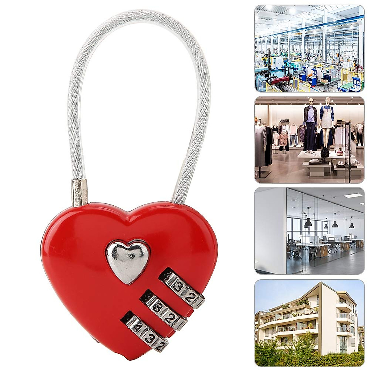 BALITY Combination Lock, 3 Digit Cute Love Padlock Mini Outdoor Combo Gate Lock Travel Luggage Locks Heart Shape Love Lock for Gym Locker, Extracurricular Locker, Home(red)