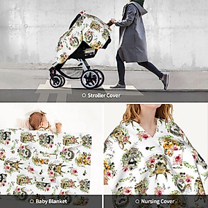 KiuLoam Woodland Wild Nature Animal Print Baby Car Seat Canopy, Nursing Cover for Mom Breastfeeding Scarf, Infant Car Seat Cover/Multiuse Baby Stroller Covers for Babies Boys Girls