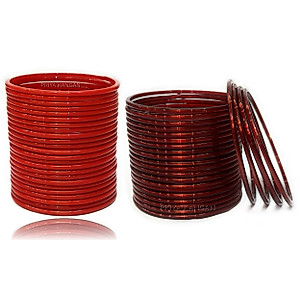 PRIYA_KANGAN Exotic Plain/Simple Glass Bangle Shiny suitable for all occasion. Latest Indian Traditional Kaach Chudi/Bangles (Pack of 48 Bangles) (Opek Red & Shiny Mahroon, 2.80 (Large))