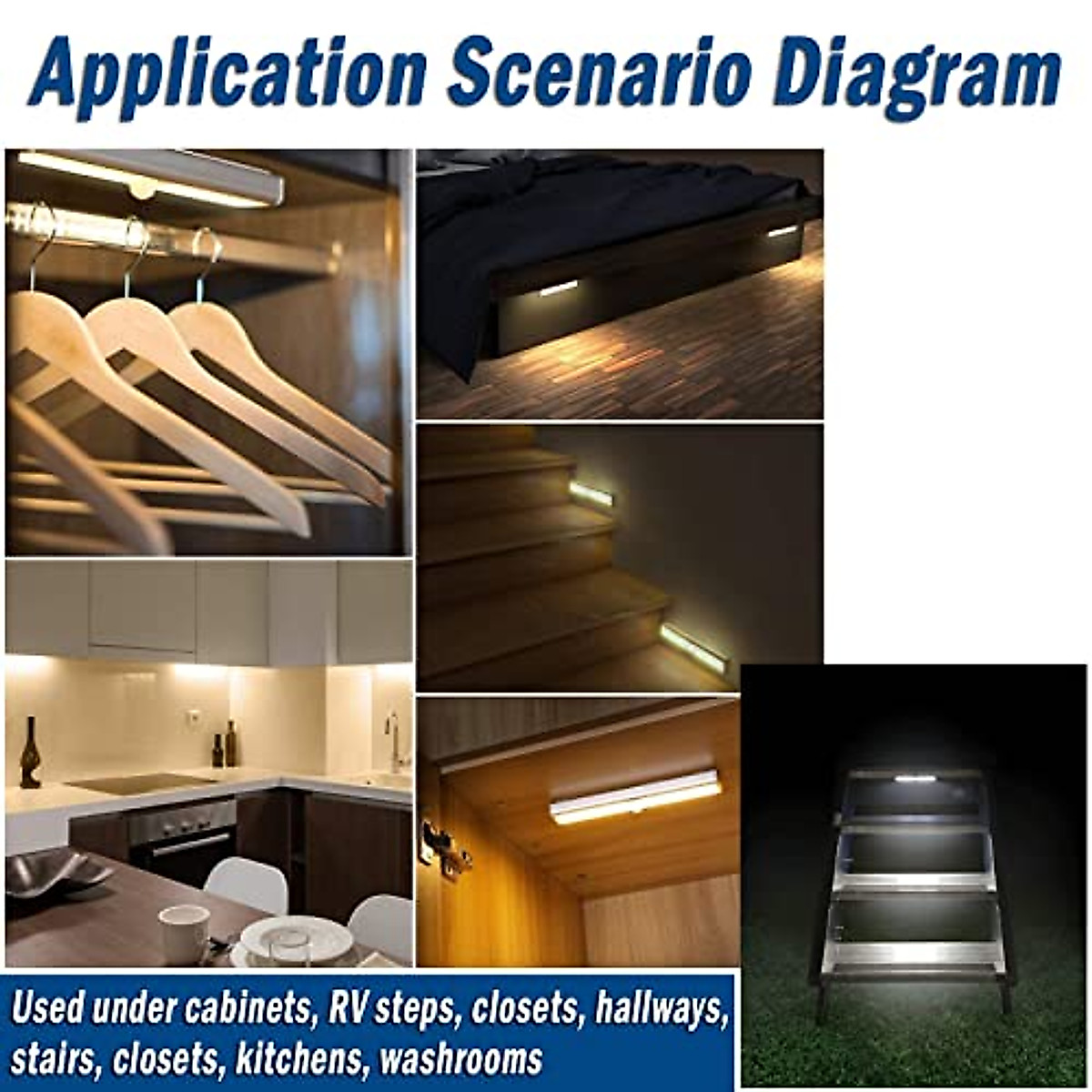 Qagea Motion Sensor Activated LED Step Lights for Under Cabinet, RV Step, Closet, Hallway, Stairway, Wardrobe, Kitchen, Vanity Replace STP54-032 (2 Pack)