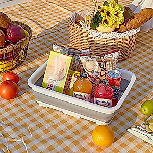 Goderewild 2.6 Gal(10L) Collapsible Dish Pans for Washing Dishes, Space Saving Multiuse Foldable Sink Tub, Kitchen Storage Tray for Outdoor Camping, Vegetable Washing, RV (Gray)