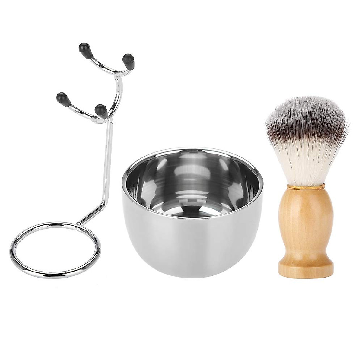 Sonew Beard Shaving Set, Professional Atainless Steel Bowl Holder Brush Shaving Tool Mustache for Men