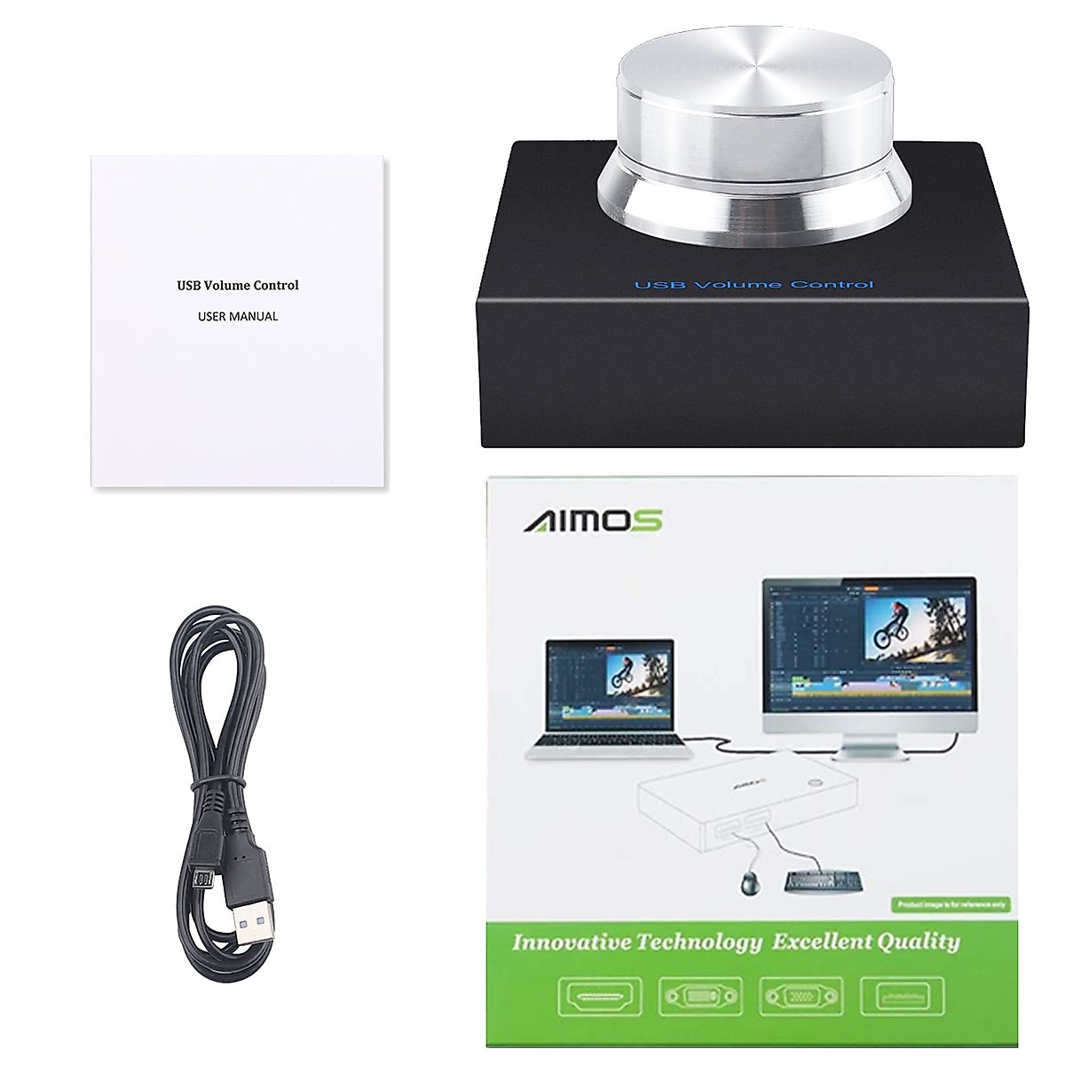 USB Volume Control Knob，Multimedia Controller with One-Click Mute Function，Audio Adjuster Compatible with Win7/8/10/XP/Mac/Vista/Android/IOS