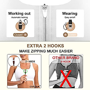 Cordaw Women Sports Bra Zipper Front Criss Cross Strappy Back Medium Impact Supportive Zip Up Bra-White 4XL