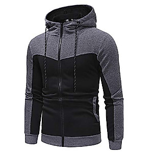 Thenlian Men's Autumn Winter Packwork Sweatshirt Top Pants Sets Sports Suit Tracksuit(XXL, Dark Gray)