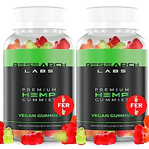 Research Labs - Premium Hemp Gummies 120 Count, 2 Fer 1 Ad. Advanced Formula with 500,000 Extract Blend. Natural - Helps Body Aches, Worriedness & to Feel Calm