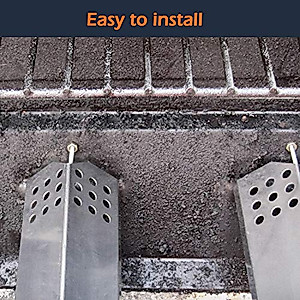 Hongso 14 7/8" Stainless Steel Heat Plates Tent Shield Replacement Parts for Master Forge 1010037 Gas Grill Model, 3 1/4" Wide Burner Covers Flavorizer Bars, 4-Pack, SPZ3714