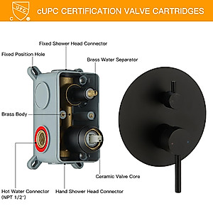 BESy Shower System with 10 Inch Round Rain Shower Head and Handheld Wall Mounted, High Pressure Rainfall Shower Faucet Fixture Combo Set with 2 in 1 Handheld Showerhead for Bathroom, Matte Black