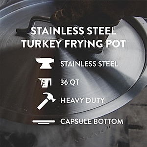 GasOne Stainless Steel Stockpot with Basket – 36qt Stock Pot with Lid and Reinforced Bottom – Heavy-Duty Cooking Pot for Deep Frying, Turkey Frying, Beer Brewing, Soup, Seafood Boil – Satin Finish