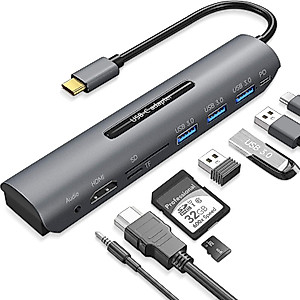 USB C Laptop Docking Station, 8 in 1 USB C Hub - 4K HDMI, USB C Multiport Adapter with USB 3.0 Ports, 60W Type-C Fast Charging, SD/TF Card Reader - Compatible with MacBook Pro/Air/XPS/Type C Devices