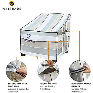 Patio Chair Covers, 2Pack, 28"Wx30"Dx36"H Dining Chair High Back Chair Cover, Heavy Duty Waterproof UV Resistant Outdoor Furniture Cover,Striped