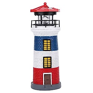 Solar Light, Easy to Install Rotating Lighthouse Light, Easy to Use Automatic Rotating Light Craft Ornament for Home Garden Yard(Red Blue White)