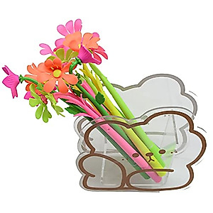 Yansanido Fluent Writting Pen, 12 Pcs 0.5 mm Black Ink Flower Shape Rolling Ball Cute Gel Ink Pen for Student and School Office Supplies (flower)