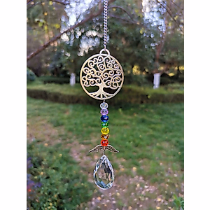 Healing Crystal Car Hanging Tree of Life Accessories Rearview Mirror Window Garden Decorations Wall Home Decor Ornaments