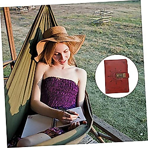 Ciieeo 1pc Sailor Notebook Digital Notepad Pocket Size Notebook Hardback Notebook Writing Journal Lock Diary Pu Notepads Magazine Commodity Shaft Lock Password Book Travel Brown Pu