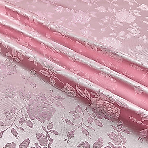 Rose Satin Jacquard Pink, Fabric by the Yard