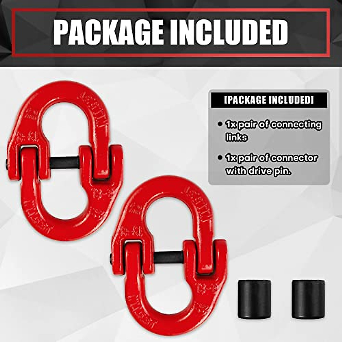 VIAGL 2 Pcs Safety G80 Hammerlock Coupling Link, Heavy Duty Alloy Steel Connecting Link 1/2 Inch Tow Hitch Hammer Lock Chain Connector, 12000 lbs Working Load Limit
