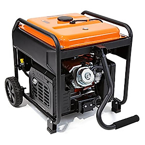 WEN GN625iX 6250-Watt RV and Transfer-Switch-Ready 120V/240V Open Frame Inverter Generator with CO Shutdown Sensor and Wheel Kit, Black/Orange