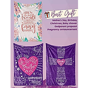 InnoBeta Godmother Gifts, Fairy Godmom Proposal Gift Bed Flannel Plush Blankets for Women, Friends, Sister, Aunt (50"x 65") for Birthday, Christmas, Mother's Day - Purple Heart