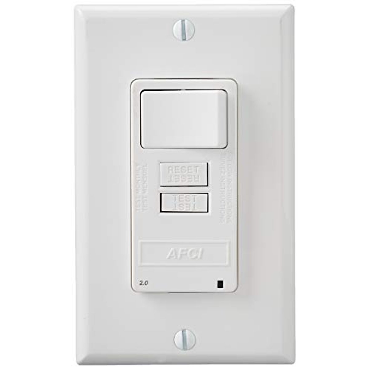 Leviton AFSW1-W SmartlockPro Outlet Branch Circuit (OBC) Combination Arc-Fault Circuit Interrupter with Switch, Wallplate Included, 15-Amp, 120-volt, White