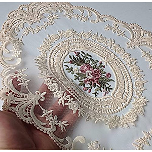 2Pack Retro Lace Placemats, French Crochet Doilies, Handmade Embroidered Table Mats, 12x16-in Beige Place Mats Cup Mat
