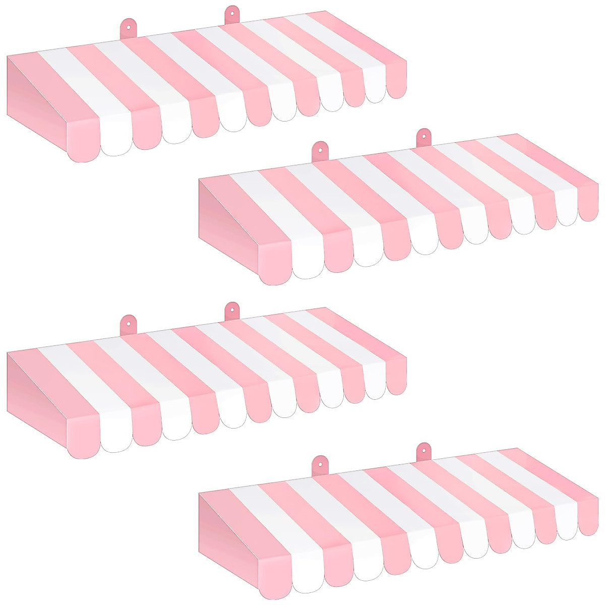 4 Pack Circus Awning Decoration 3D Awning Wall Decorations Carnival Tent Mardi Gras Circus Theme Party Decorations Carnival Stand Decor for Carnival Party Favors (Pink and White)