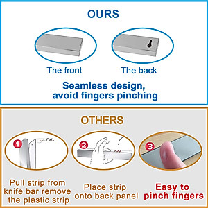 HomeSimplex 16 Inch Magnetic Knife Holder for Refrigerator - Knife Magnetic Strip for Fridge with Magnetic Hooks - Double Sided Magnetic Knife Bar - Stainless Steel Kitchen Magnetic Knife Hanger Rack
