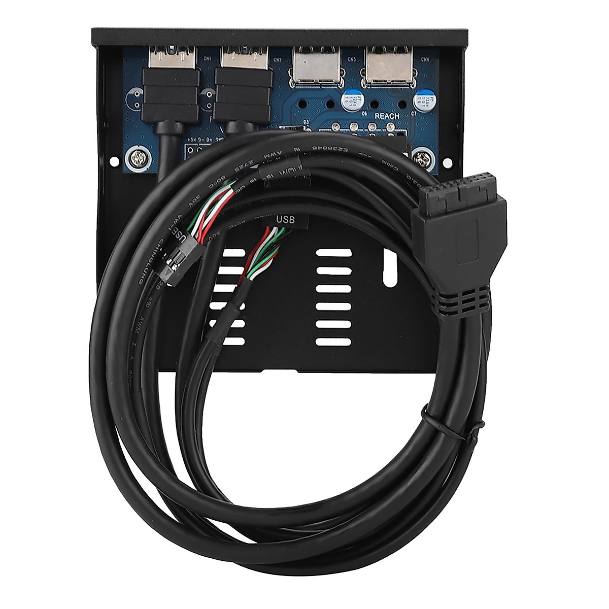 ASHATA USB Front Panel,3.5-inch 19PIN/9 Pin High Speed USB3.0+USB2.0 4-Port Floppy Drive Front Panel,USB 3.0 Front Panel 3.5 Plug and Play,Easy to Install