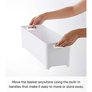 YAMAZAKI home 4314 Slim Dish Drainer Basket-Modern Kitchen Strainer Rack, One Size, White