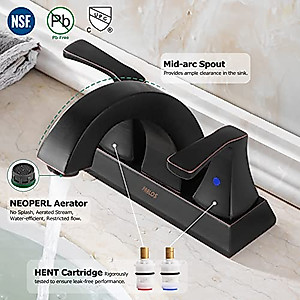 PARLOS 2 Handles Bathroom Faucet with Pop-up Drain and Faucet Supply Lines, Oil Rubbed Bronze, Doris 14133