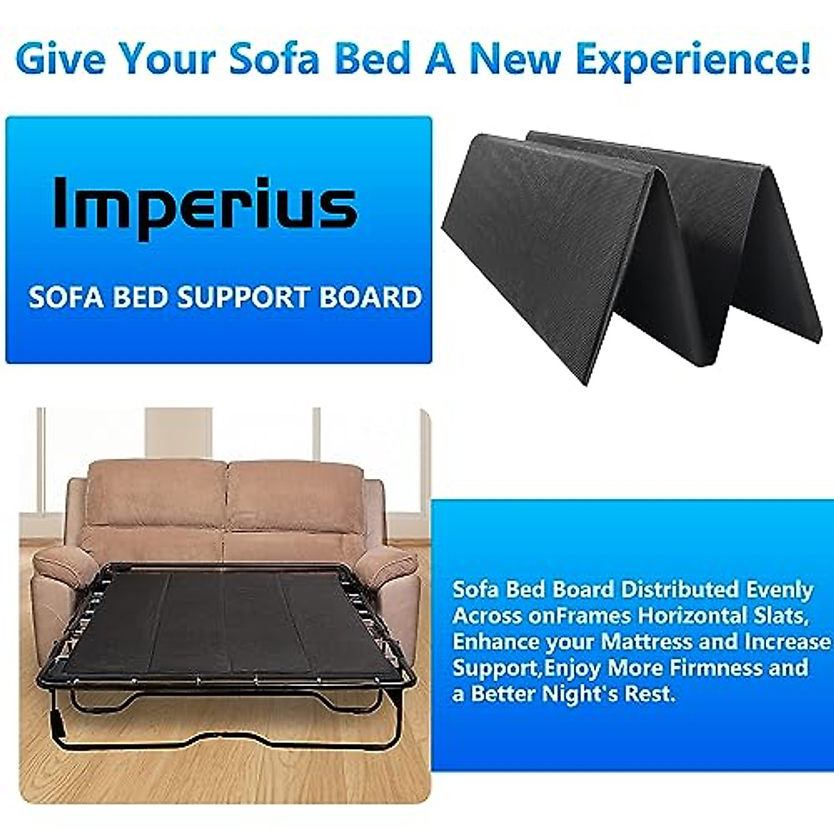 Imperius® Sleeper Sofa Bed Support Board,Sleeper Sofa Support for Sofa Bed Slats,Sleep Sofa Bar for Sofa Bed or Pullout Couch,No Assembly Needed (Full 48x48)