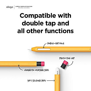 elago Classic Pencil Case Compatible with Apple Pencil 2nd Generation Cover Sleeve, Classic Design, Compatible with Magnetic Charging and Double Tap (Must Read Installation Instructions) [Yellow]