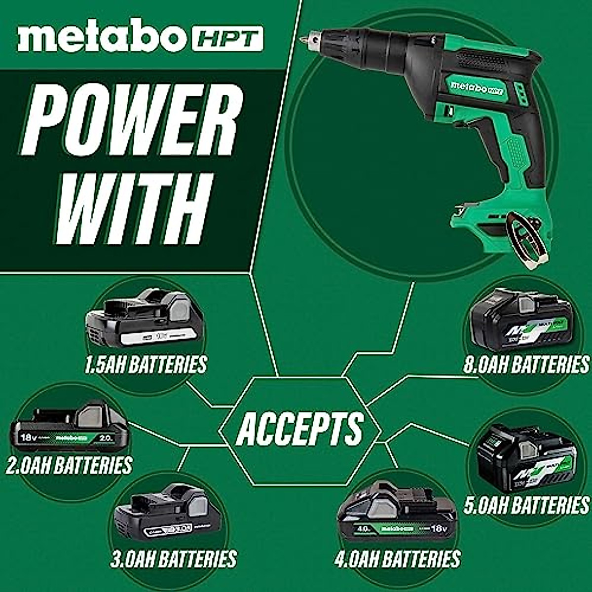 Metabo HPT Cordless 18V MultiVolt™ Drywall Screw Gun | Tool Only - No Battery | Lifetime Tool Warranty | W18DAQ4