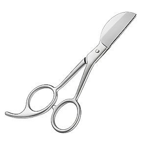 Duckbill Applique Scissors 5.63 Inch Carpet Pile Scissors Bent Curved Offset Handle with Finger Rest, Paddle Shaped Blades, Razor Sharp Cut, Stainless Steel, for Embroidery, Fabric, Arts & Craft