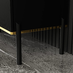 AIEGLE Modern 63" Long Buffet Sideboard Console Table, Kitchen Storage Cabinet with Drawer & 4 Doors, Buffet Server Bar Decorative Cupboard for Dining Living Room Entryway, Black & Golden