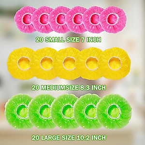 Elastic Food Storage Covers Reusable Stretch Plastic Wrap Bowl Covers Elastic Alternative to Foil for Family Outdoor Picnic 3 Size (60)