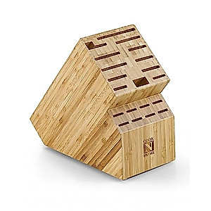 Cook N Home Bamboo Knife Storage Block without Knives, 20 Slots Universal Knife Holder Countertop Butcher Block Knife Stand for Easy Kitchen Storage