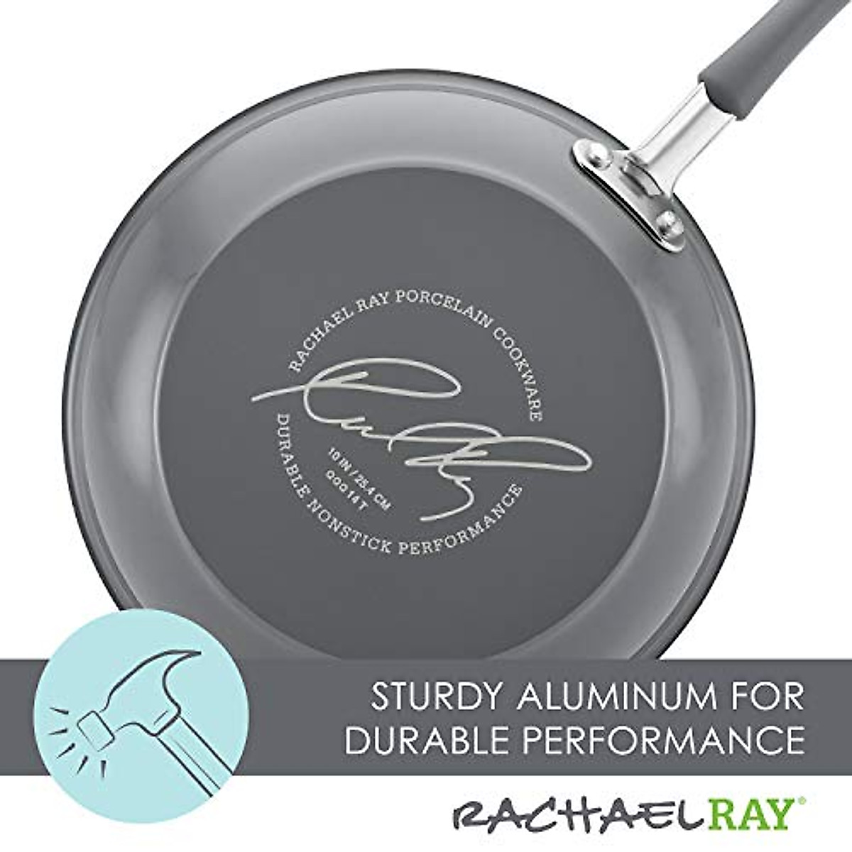 Rachael Ray - 16802 Rachael Ray Cucina Nonstick Cookware Pots and Pans Set, 12 Piece, Sea Salt Gray