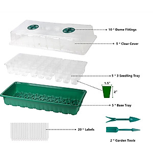 GYTF 6 Pack Seedling Starter Trays, 216-Cell Plant Starting Kit with Humidity Dome for Small Mini Greenhouse Germination Seeds Growing Starting